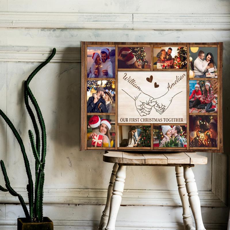 Custom Photo Collage For Couples - Our First Christmas Together Canvas ...