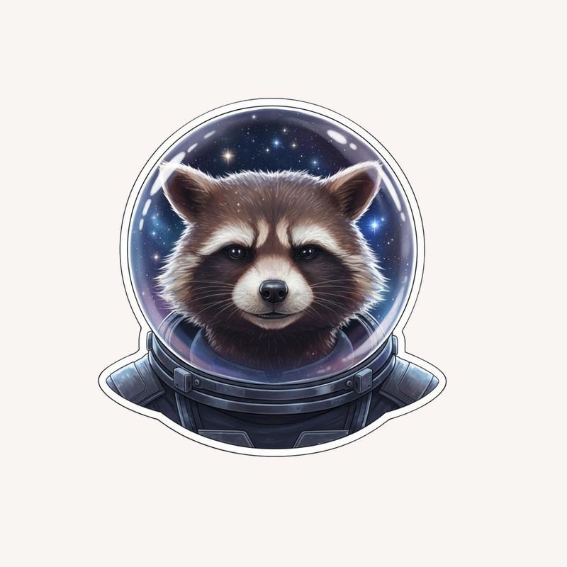 Rocket Raccoon in Space Helmet Meme Sticker - Raccsy